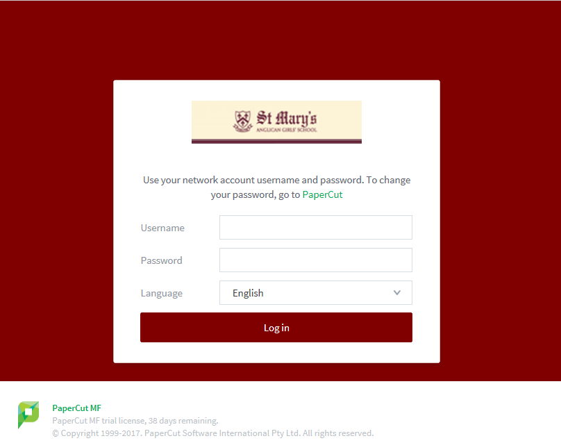 Customize the Login page | PaperCut
