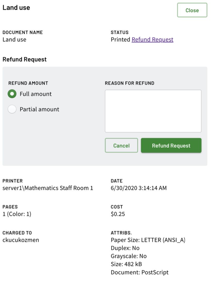 User web interface | PaperCut