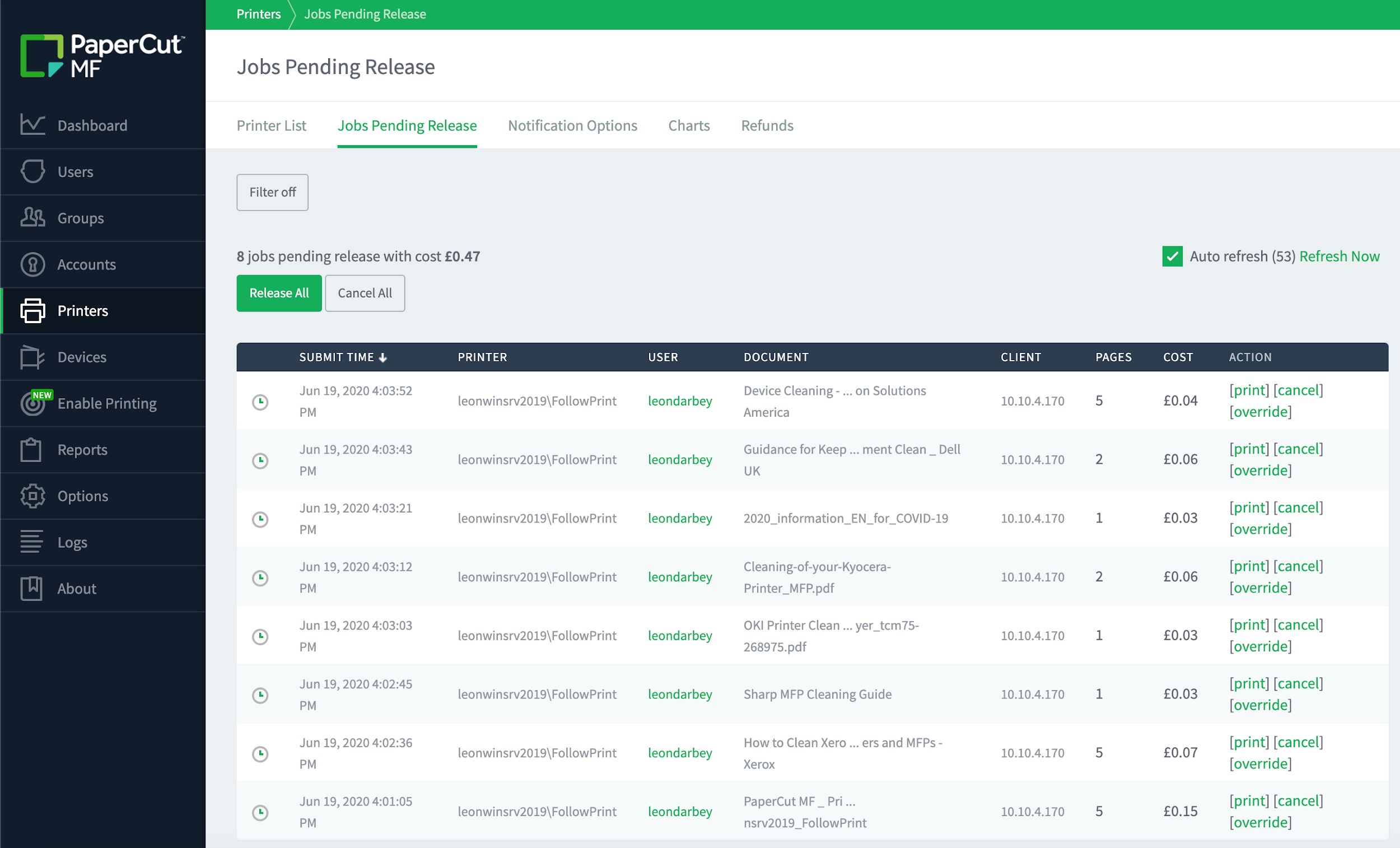 Print authentication