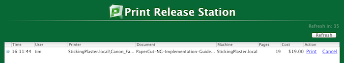 Web Release Override Feature | PaperCut
